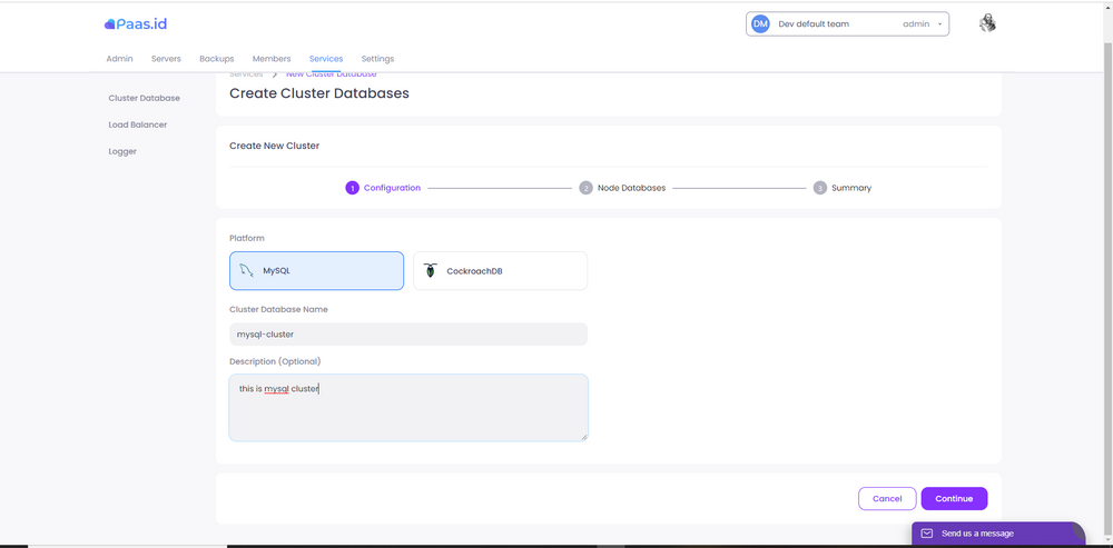 Setup MySQL cluster on Paas Setup MySQL cluster on Paas